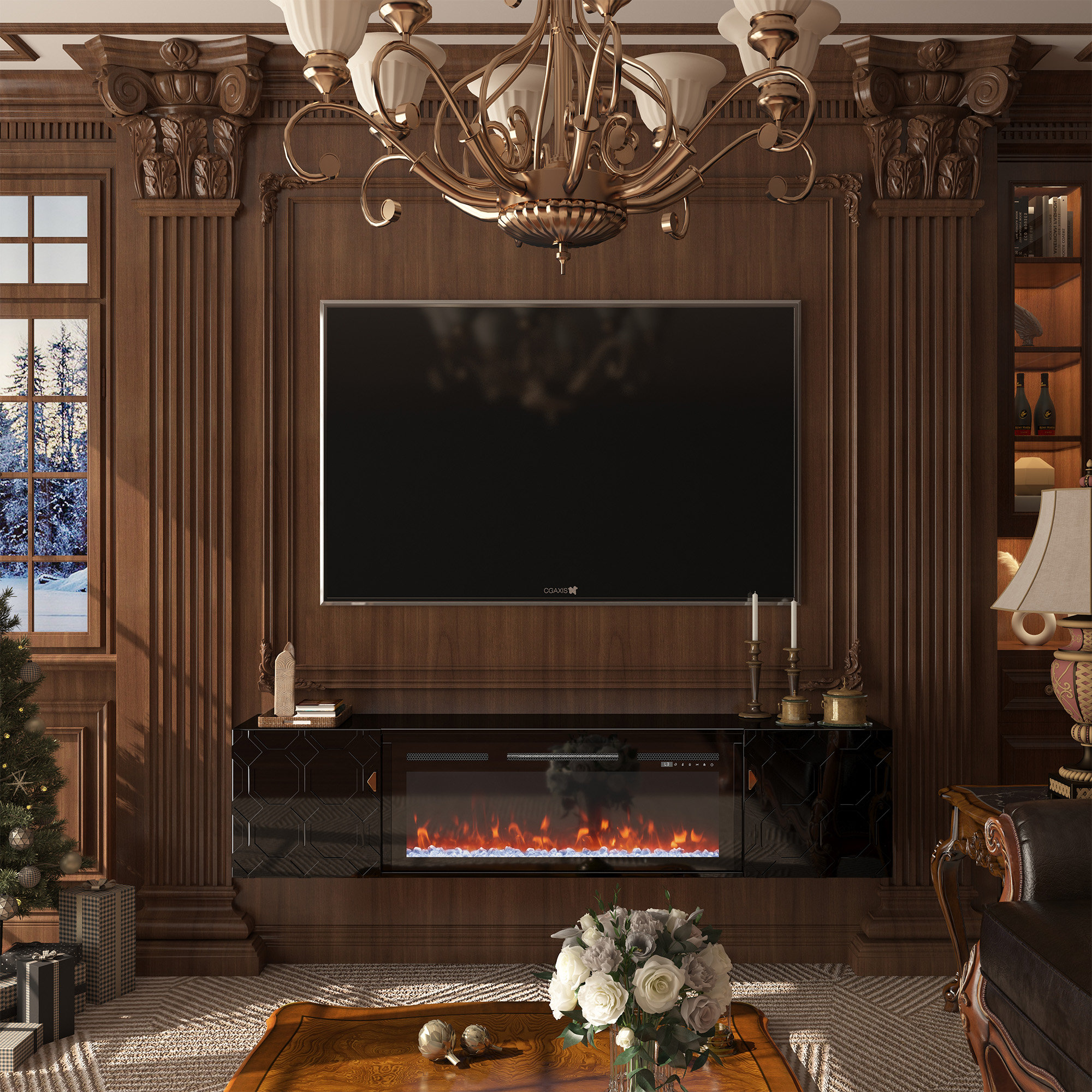 Ivy Bronx 67" Honeycomb High Gloss Media Tv Cabinet, Tv Stand | Wayfair